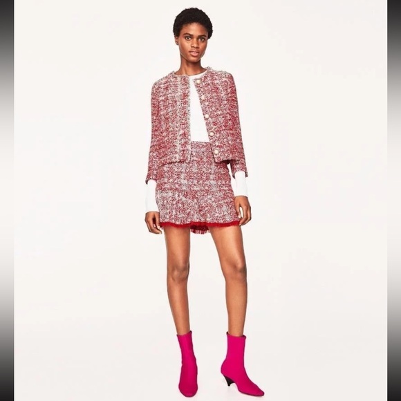 Zara | Jackets & Coats | Zara Tweed Textured Weave Cardigan Jacket W ...